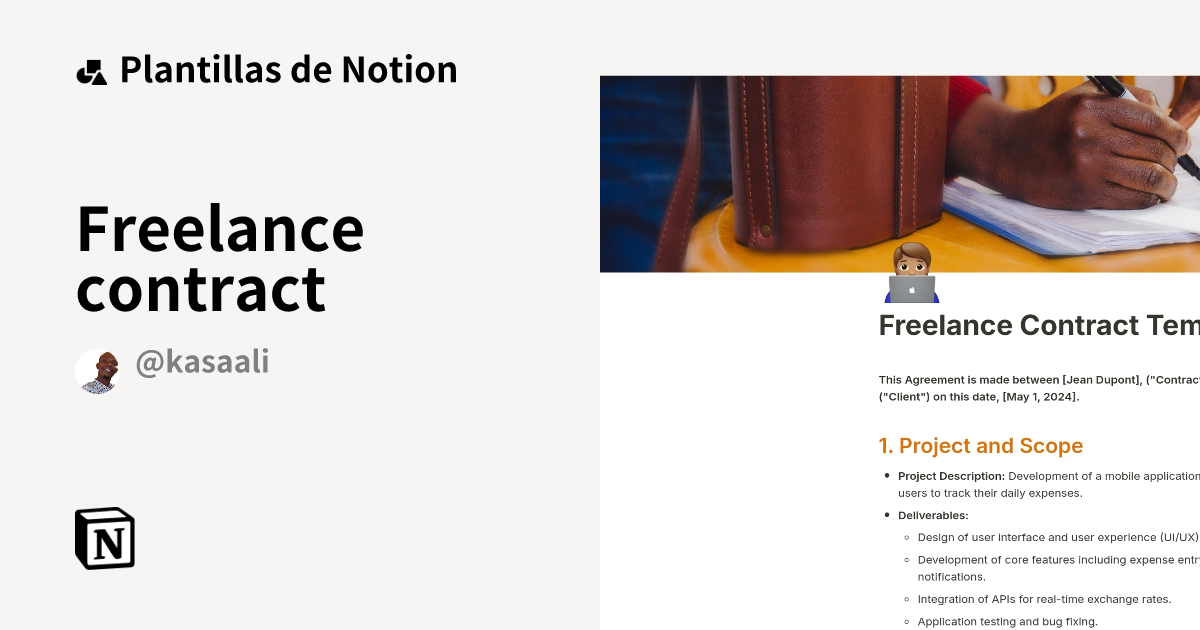 Plantilla Freelance contract de Salif | Notion Marketplace