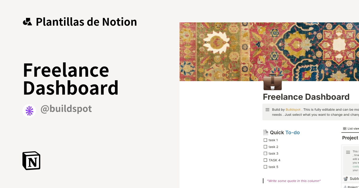 Plantilla Freelance Dashboard | Notion Marketplace