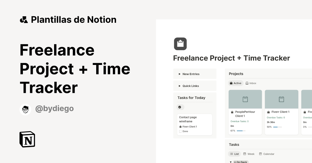 Plantilla Freelance Project + Time Tracker | Notion Marketplace