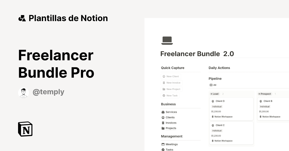 Plantilla Freelancer Bundle Pro | Notion Marketplace
