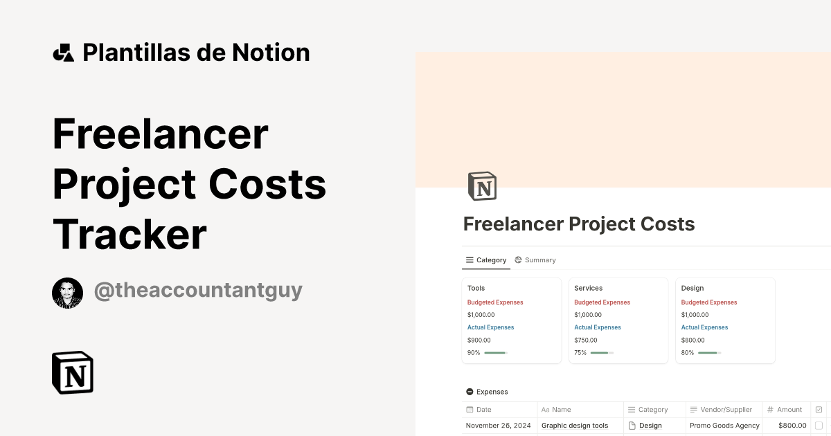 Plantilla Freelancer Project Costs Tracker | Notion Marketplace