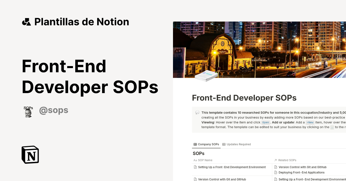 Plantilla Front-End Developer SOPs | Notion Marketplace