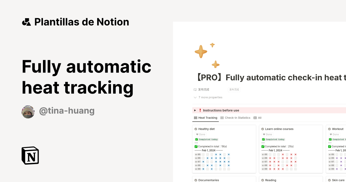 Plantilla Fully automatic heat tracking | Notion Marketplace