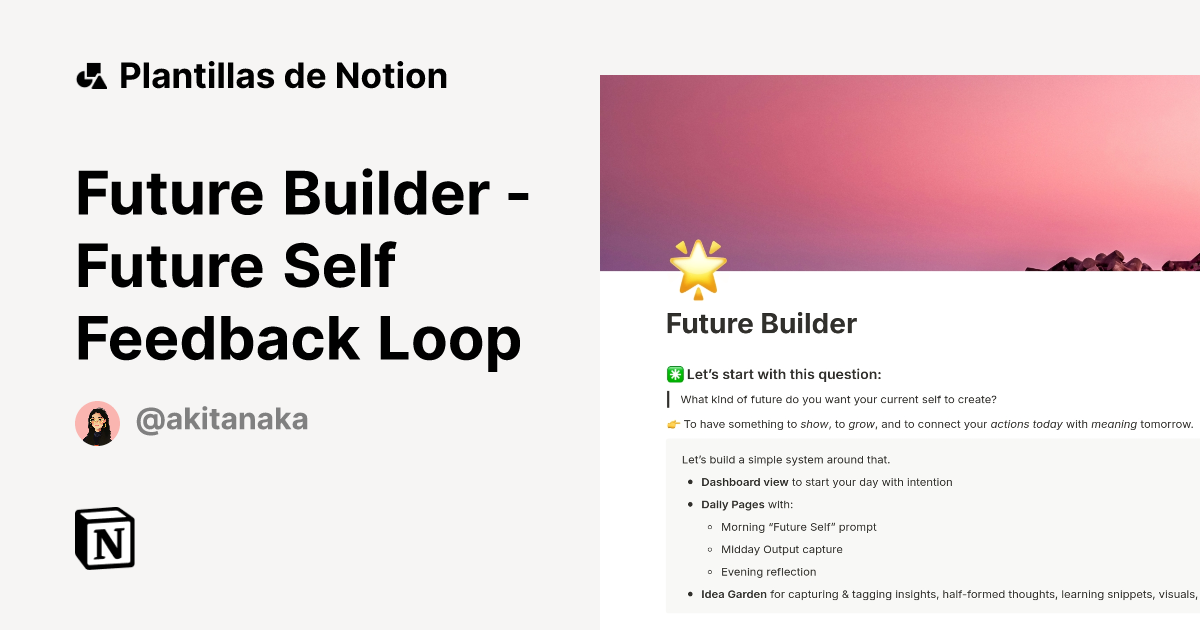 Plantilla Future Builder - Future Self Feedback Loop | Notion Marketplace