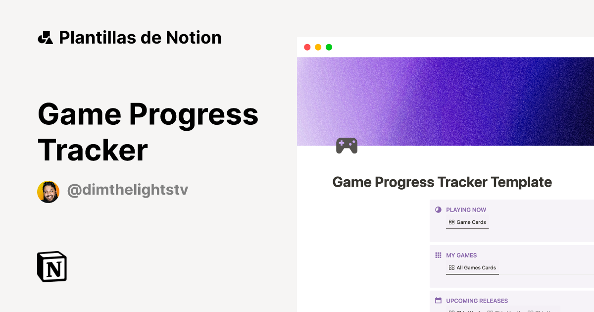 Plantilla Game Progress Tracker | Notion Marketplace