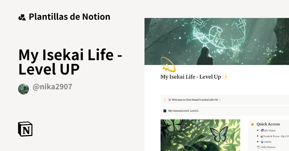 Plantilla My Isekai Life - Level UP | Notion Marketplace