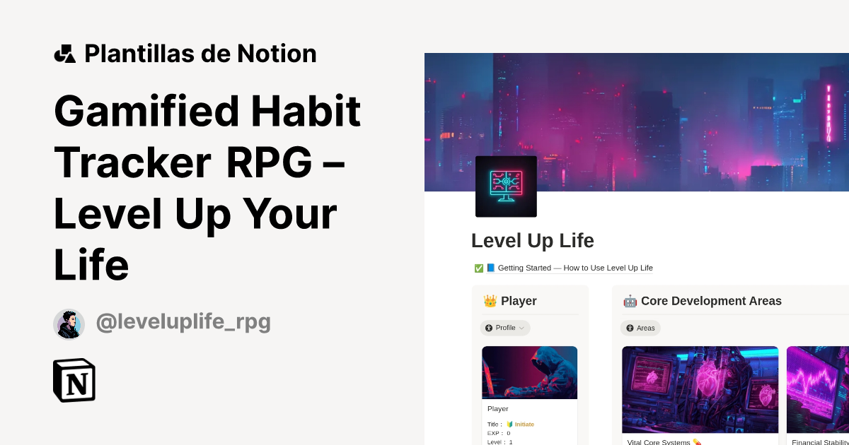 Plantilla Gamified Habit Tracker RPG – Level Up Your Life de Level Up ...