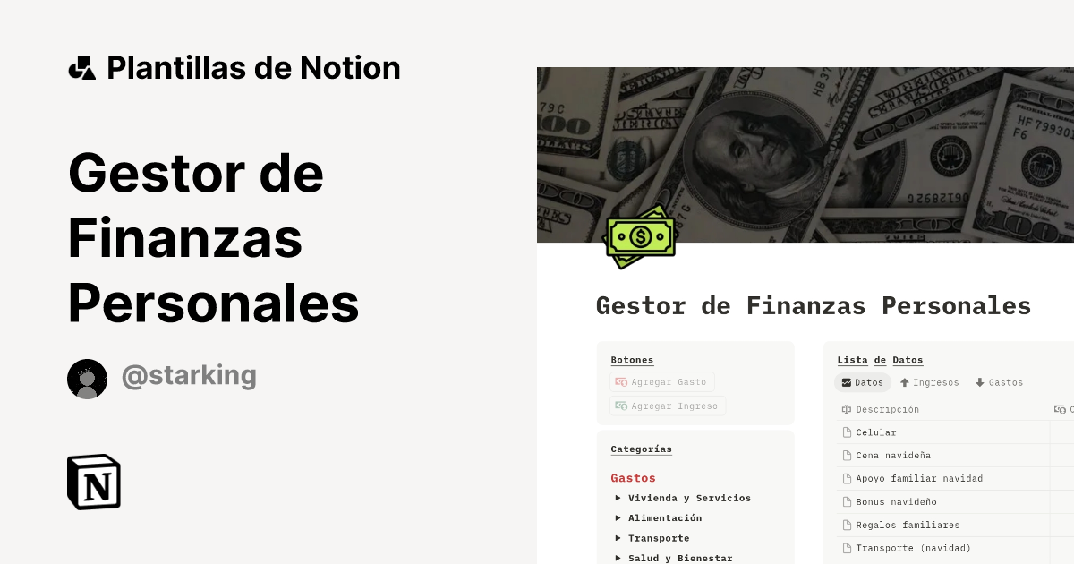 Plantilla Gestor de Finanzas Personales | Notion Marketplace