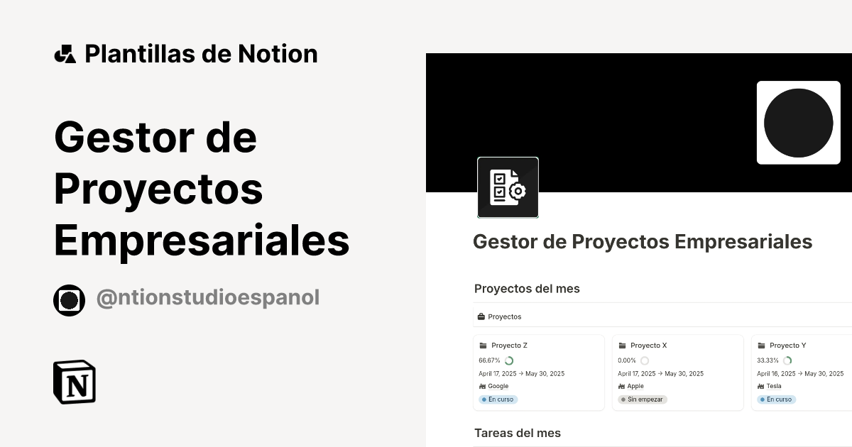 Plantilla Gestor de Proyectos Empresariales | Notion Marketplace