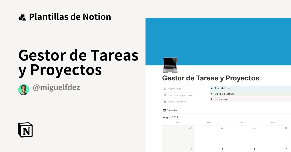 Plantilla Gestor de Tareas y Proyectos | Notion Marketplace