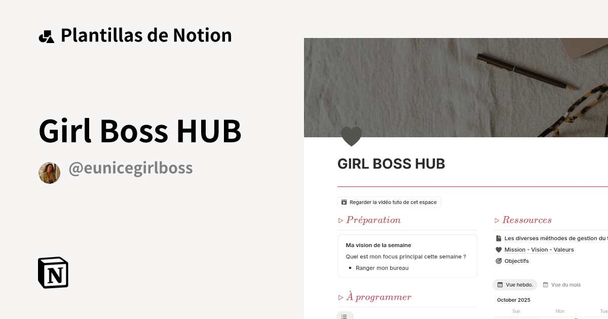 Plantilla Girl Boss HUB | Notion Marketplace