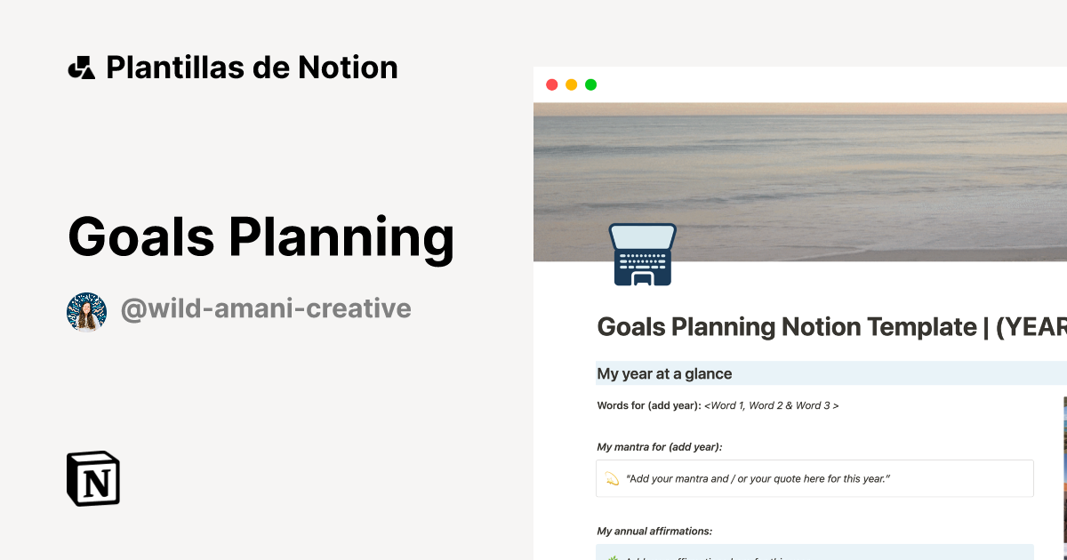 Plantilla Goals Planning | Notion Marketplace