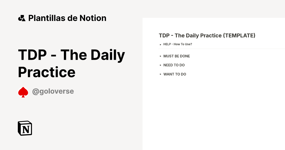 Plantilla TDP - The Daily Practice | Notion Marketplace