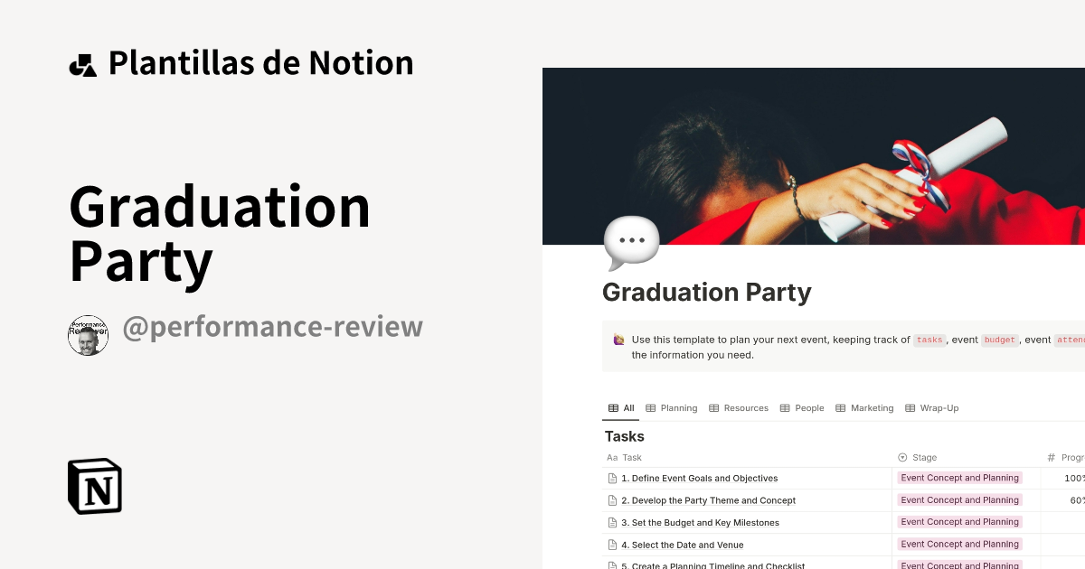 Plantilla Graduation Party | Notion Marketplace