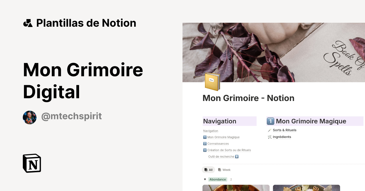 Plantilla Mon Grimoire Digital | Notion Marketplace