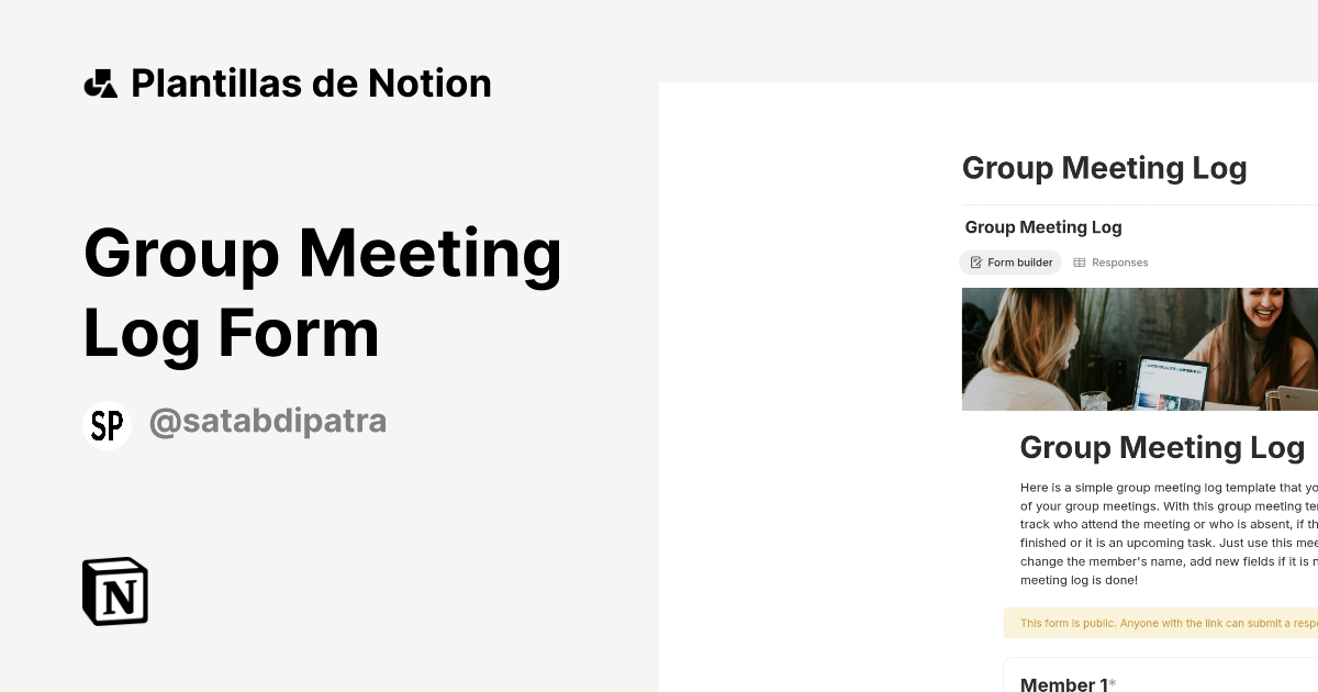 Plantilla Group Meeting Log Form | Notion Marketplace
