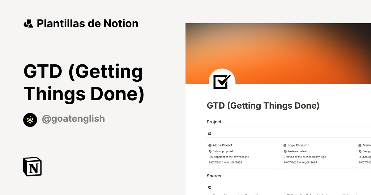 Plantilla GTD (Getting Things Done) | Notion Marketplace