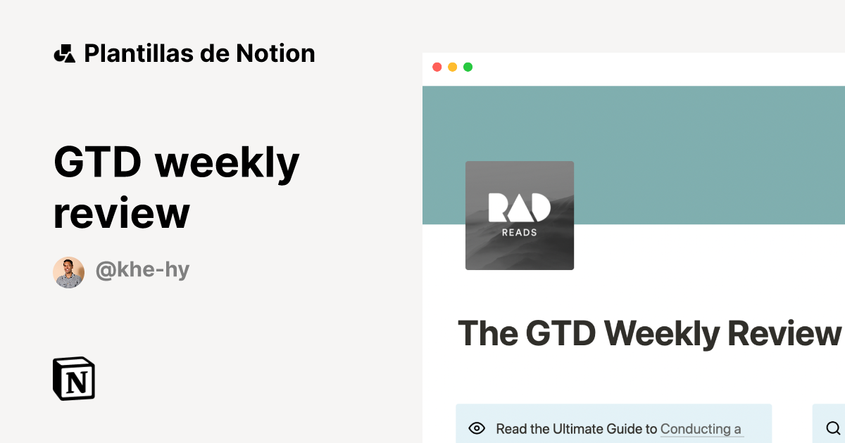 Plantilla GTD weekly review de Khe Hy | Notion Marketplace