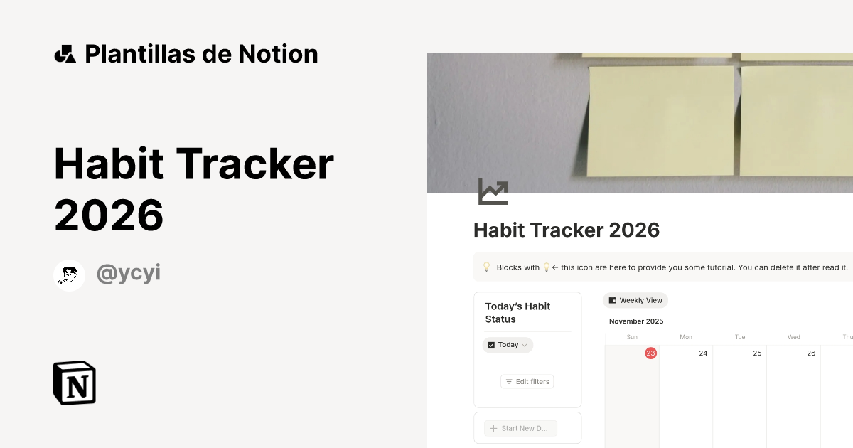 Plantilla Habit Tracker 2026 | Notion Marketplace
