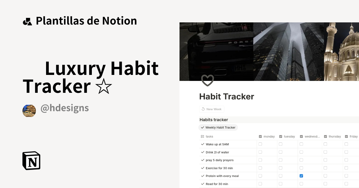 Plantilla Luxury Habit Tracker ☆ | Notion Marketplace
