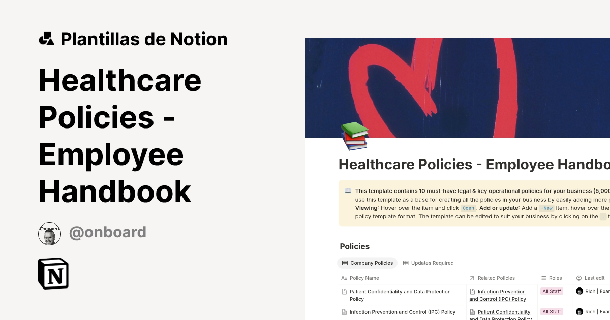 Plantilla Healthcare Policies - Employee Handbook | Notion Marketplace