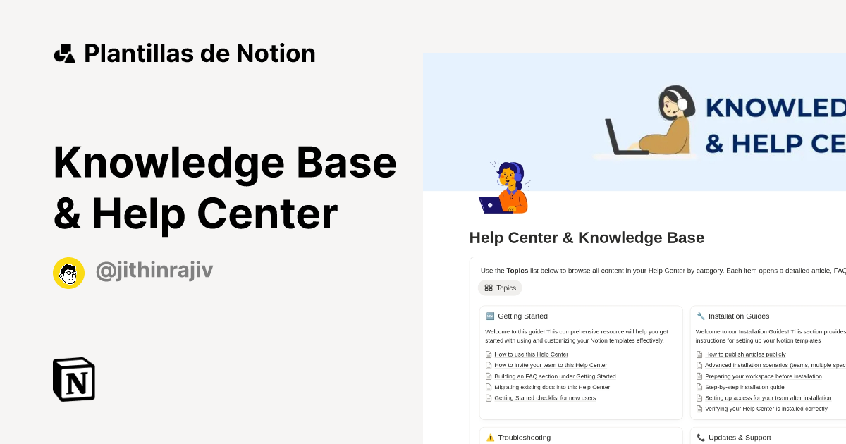 Plantilla Help Center & Knowledge Base Website | Notion Marketplace