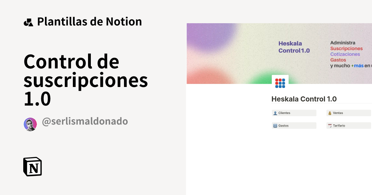 Plantilla Control de suscripciones 1.0 de Serlis Maldonado | Notion Marketplace
