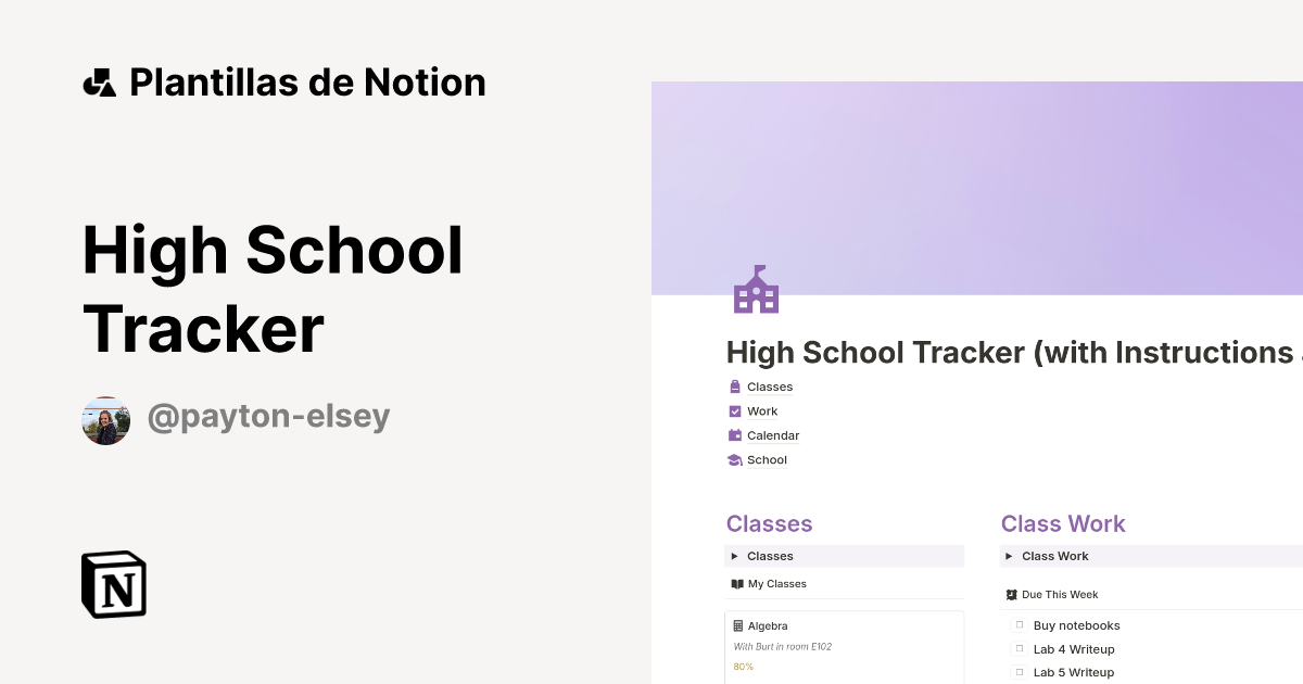 Plantilla High School Tracker | Notion Marketplace