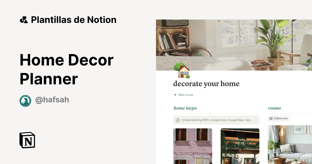 Plantilla Home Decor Planner | Notion Marketplace