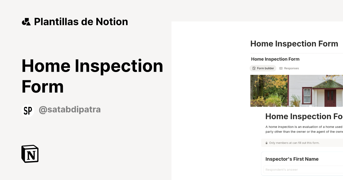 Plantilla Home Inspection Form de Satabdi Patra | Notion Marketplace