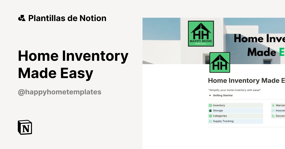 Plantilla Home Inventory Made Easy de Happy Home Templates | Notion ...