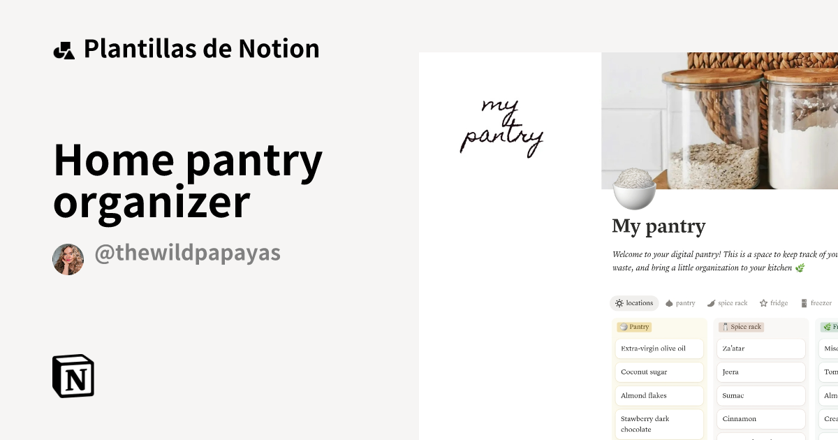 Plantilla Home pantry organizer de Jasmin | Notion Marketplace