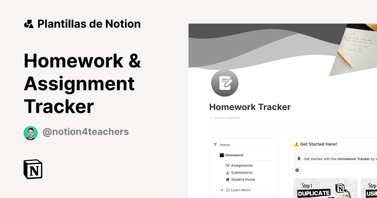 Plantilla Homework & Assignment Tracker | Notion Marketplace