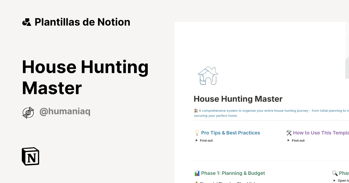 Plantilla House Hunting Master | Notion Marketplace