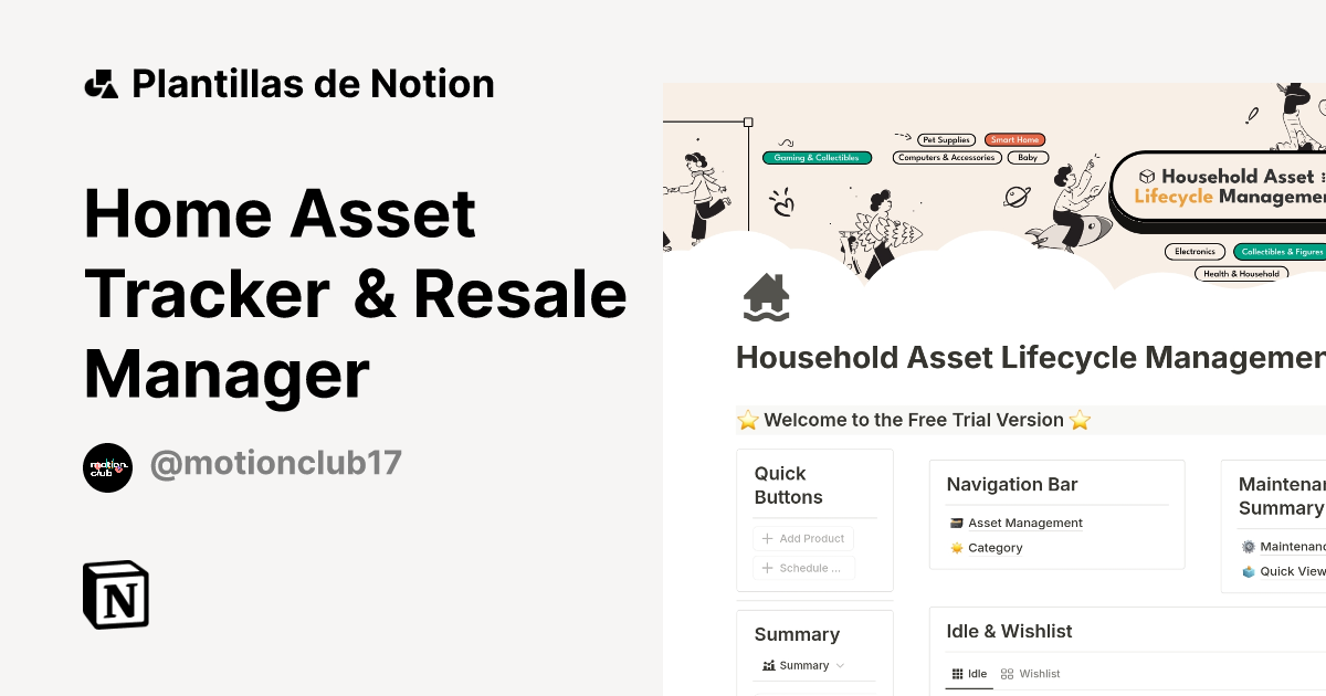 Plantilla Home Asset Tracker & Resale Manager | Notion Marketplace