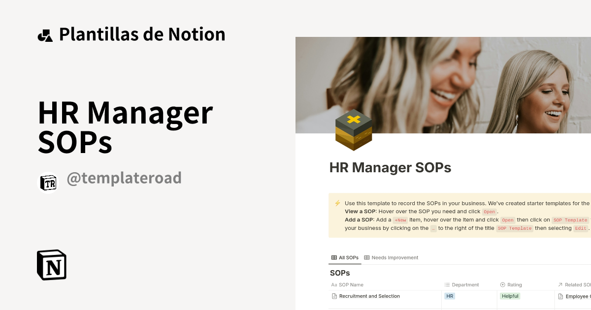 Plantilla HR Manager SOPs de Template Road | Notion Marketplace