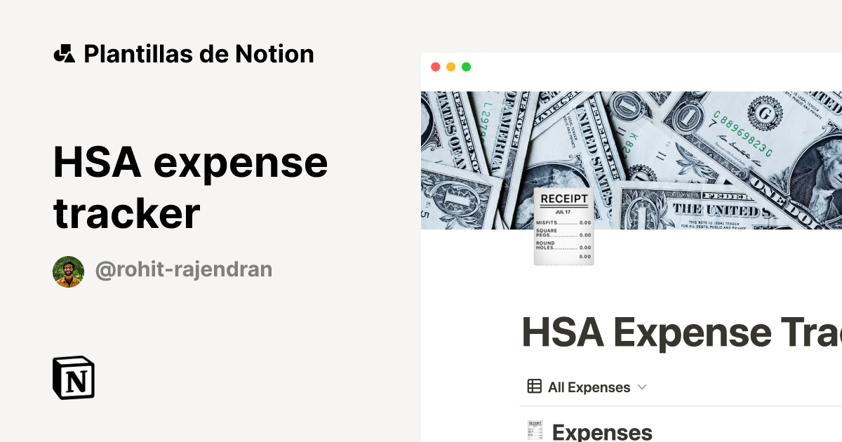 Plantilla HSA expense tracker | Notion Marketplace