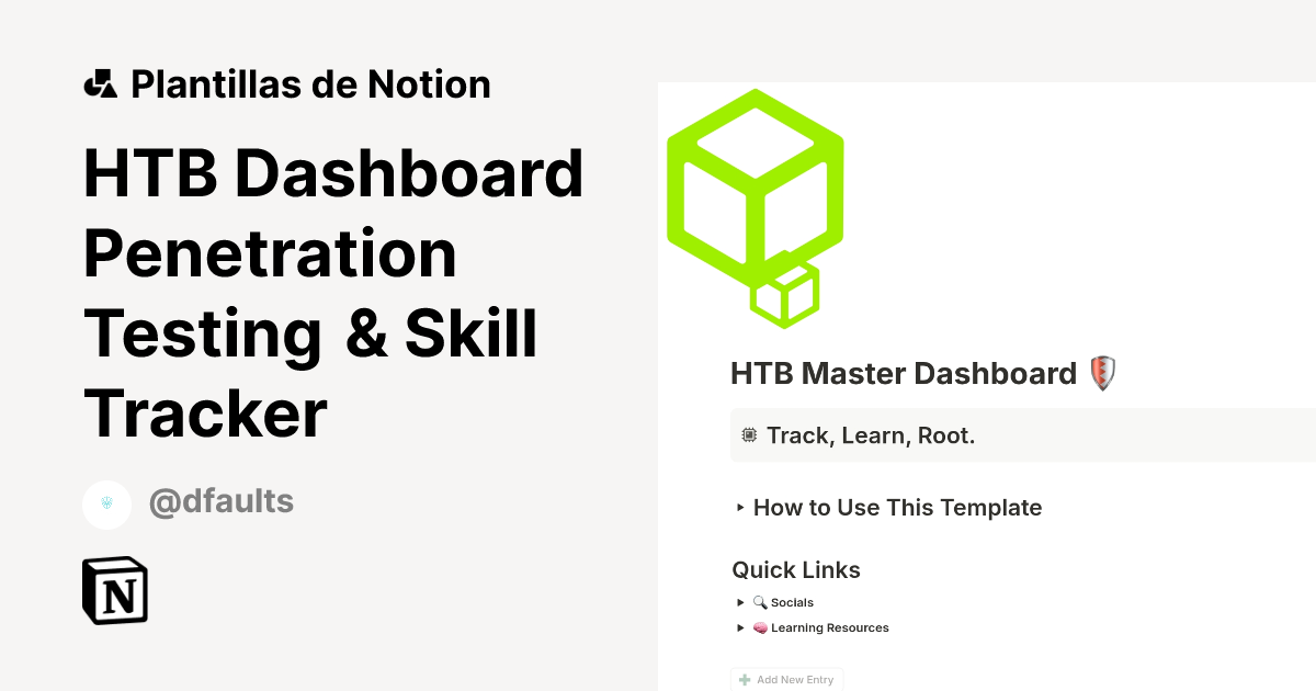 Plantilla HTB Dashboard Penetration Testing & Skill Tracker | Notion ...