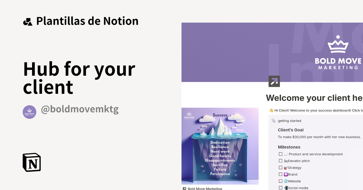 Plantilla Hub for your client de Bold Move Marketing | Notion Marketplace