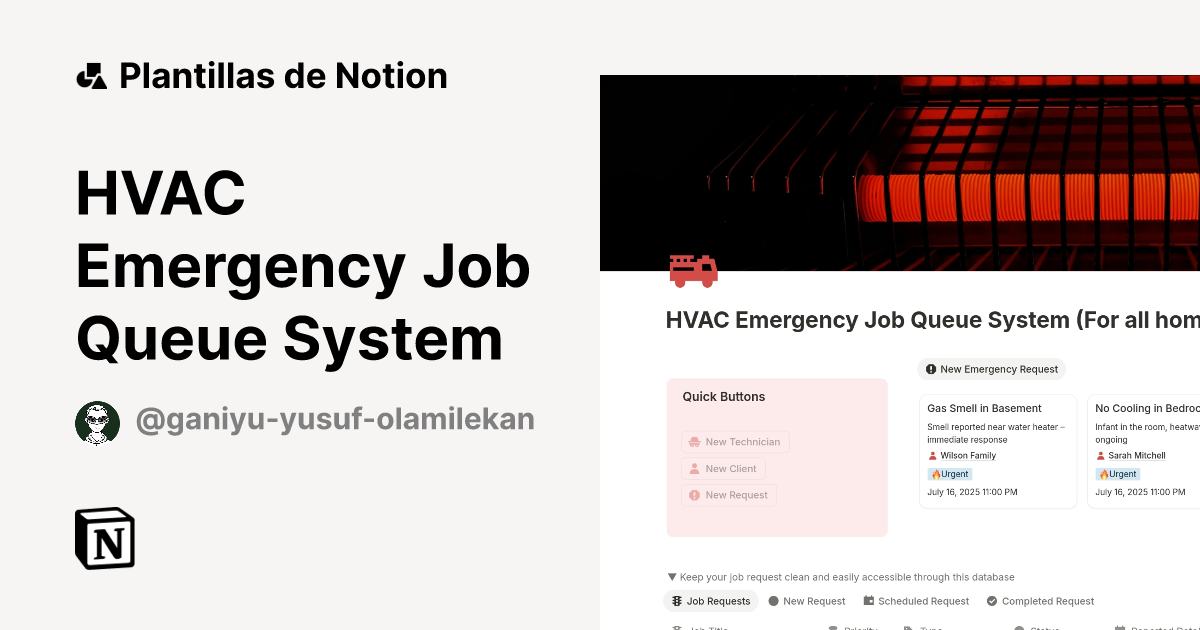 Plantilla HVAC Emergency Job Queue System | Notion Marketplace
