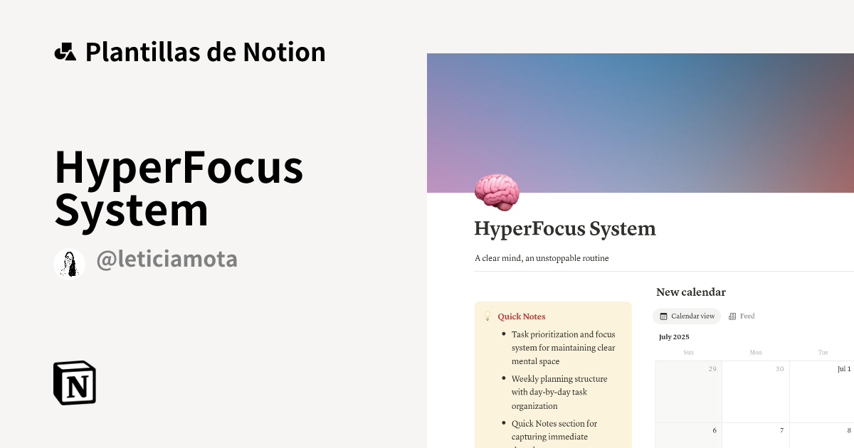 Plantilla HyperFocus System | Notion Marketplace