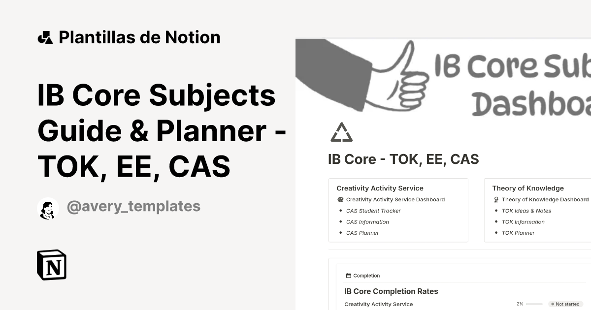 Plantilla IB Core Subjects Guide & Planner - TOK, EE, CAS | Notion ...