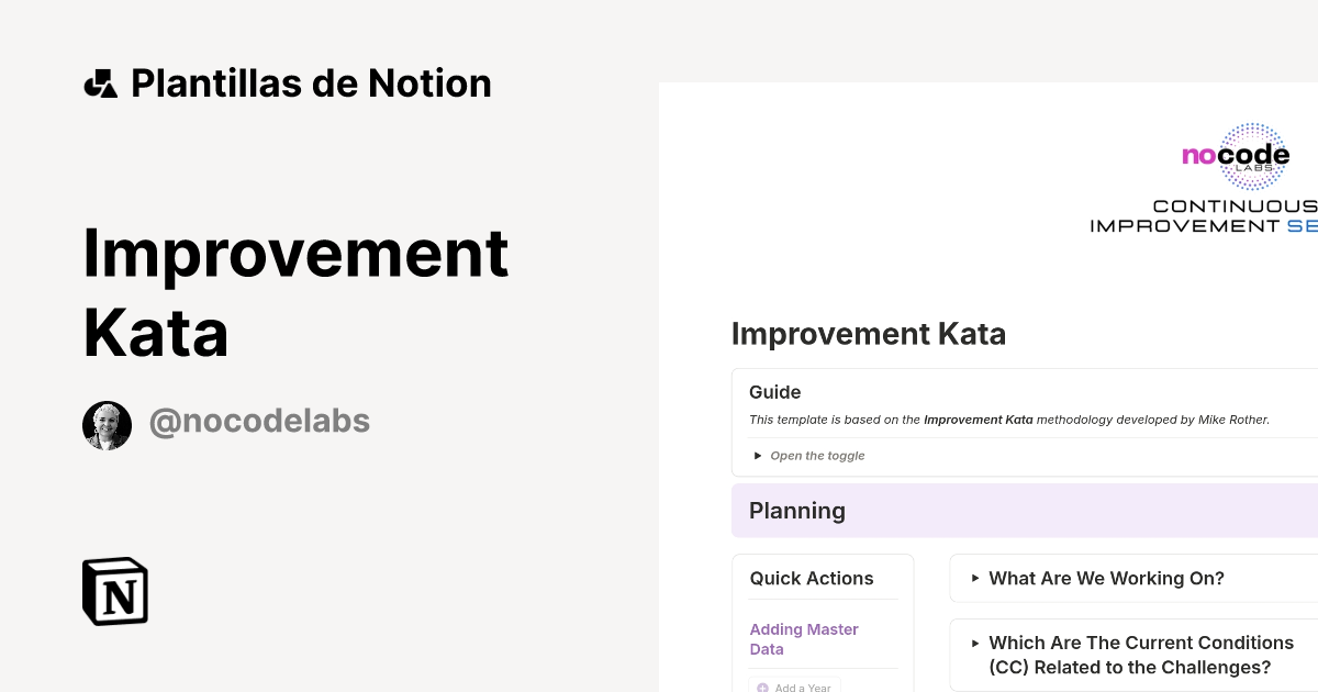 Plantilla Improvement Kata | Notion Marketplace