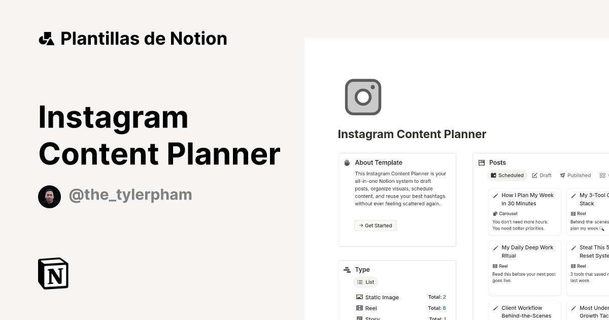 Plantilla Instagram Content Planner | Notion Marketplace