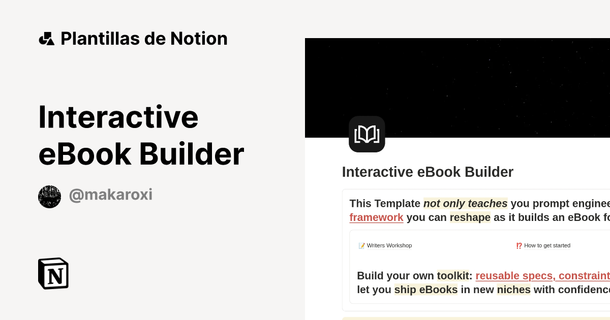 Plantilla Interactive eBook Builder | Notion Marketplace