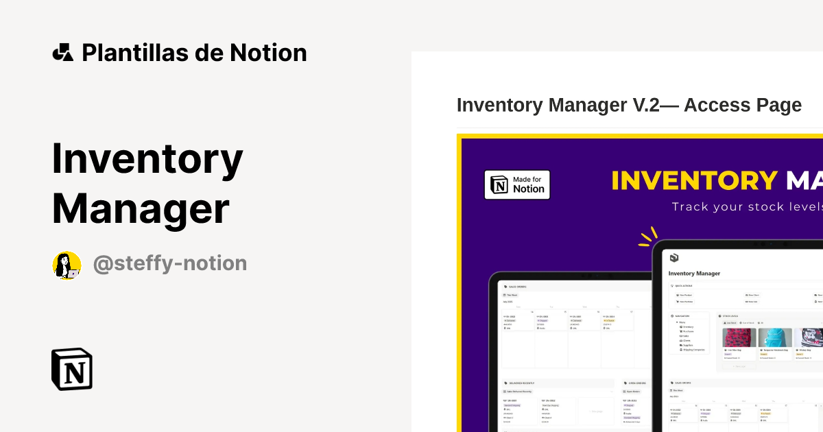 Plantilla Inventory Manager | Notion Marketplace