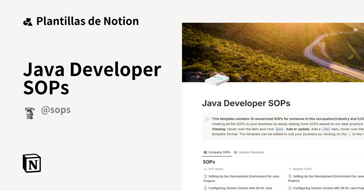Plantilla Java Developer SOPs | Notion Marketplace