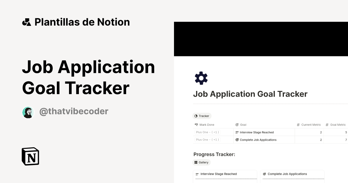 Plantilla Job Application Goal Tracker | Notion Marketplace