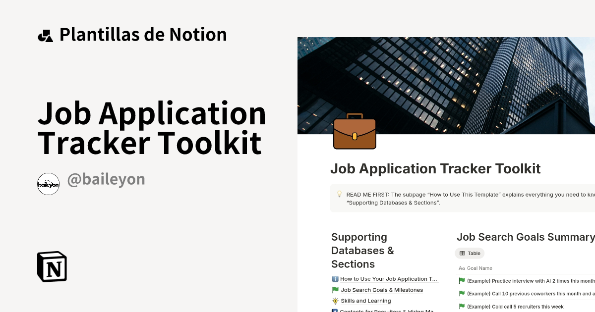 Plantilla Ultimate Job Application Tracker Toolkit | Notion Marketplace