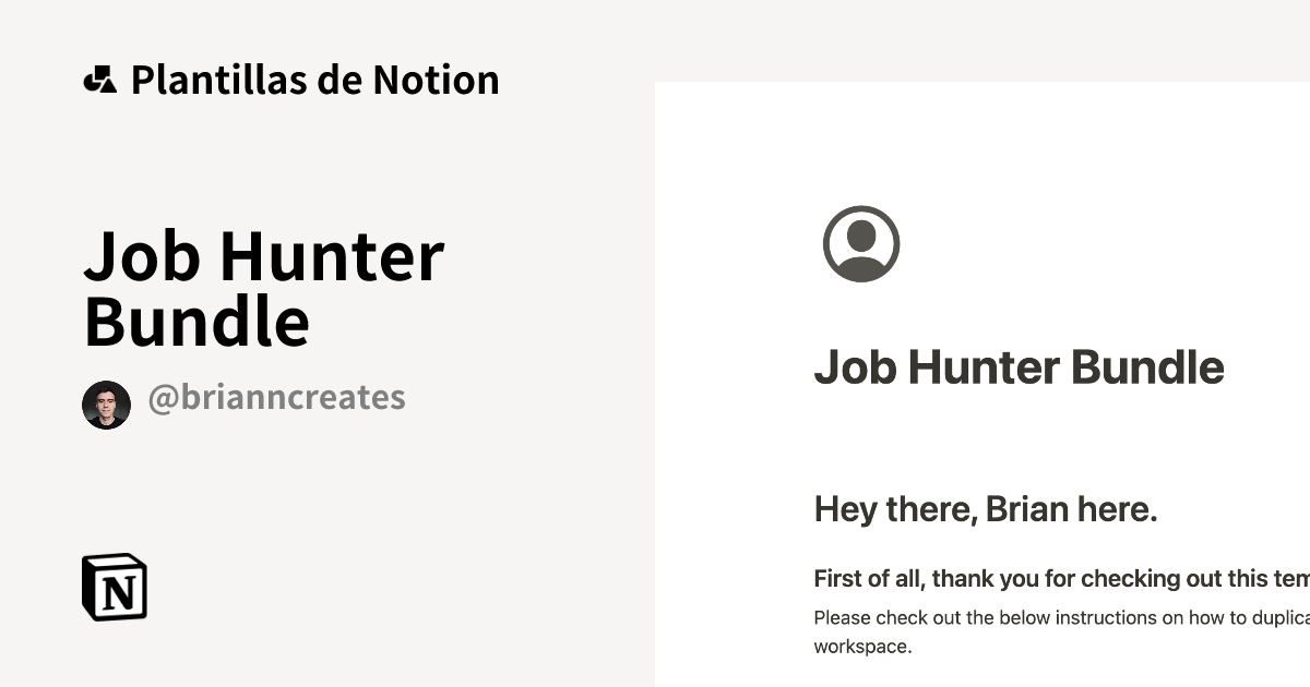 Plantilla Job Hunter Bundle de Brian N | Notion Marketplace